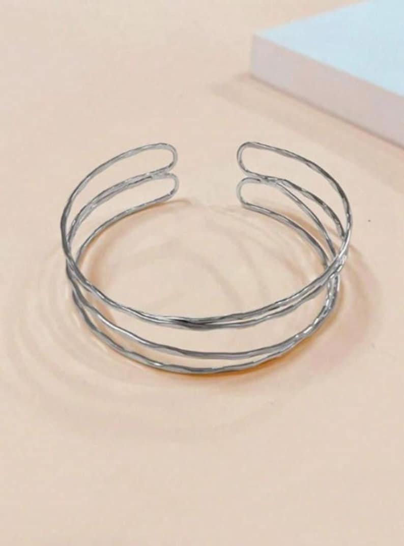 Minimalist Arm Cuff Gold Upper Arm Band Silver Arm Bracelet Elegant ...