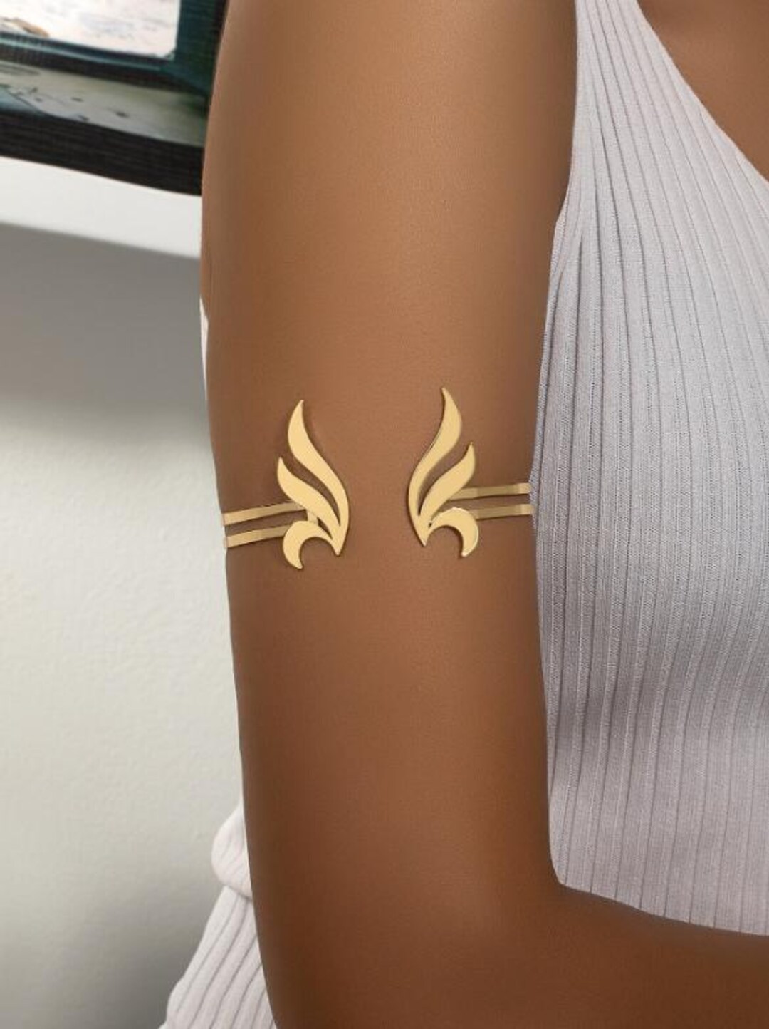Minimalist Arm Cuff - Gold Upper Arm Band - Silver Arm Bracelet ...