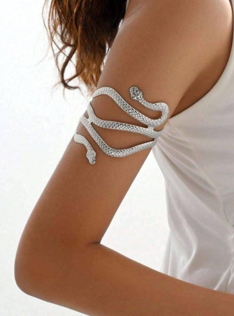 Snake Design Arm Cuff, Minimalist Arm Cuff, Gold Arm Band, Gold Upper ...