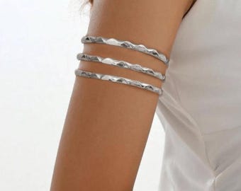 Minimalist Arm Cuff - Gold Upper Arm Band - Silver Arm Bracelet ...