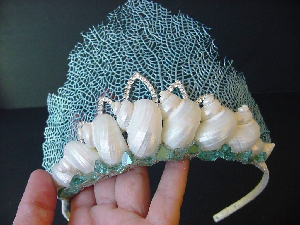 Blue Sea Fan Mermaid Seashell Tiara Crown Beach Wedding or Prom - Etsy