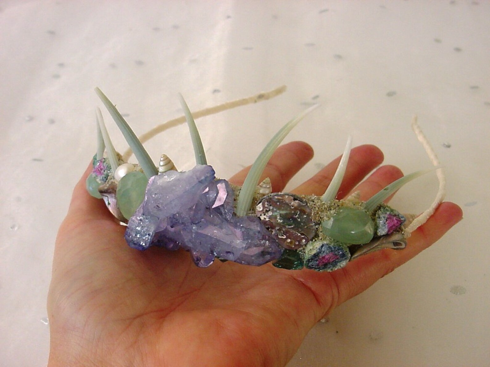 Crystal Geode Seashell Mermaid Crown Tiara for Beach Wedding, Festival ...
