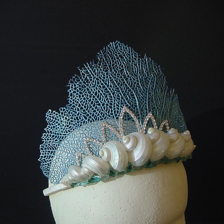 Blue Sea Fan Mermaid Seashell Tiara Crown Beach Wedding or Prom - Etsy