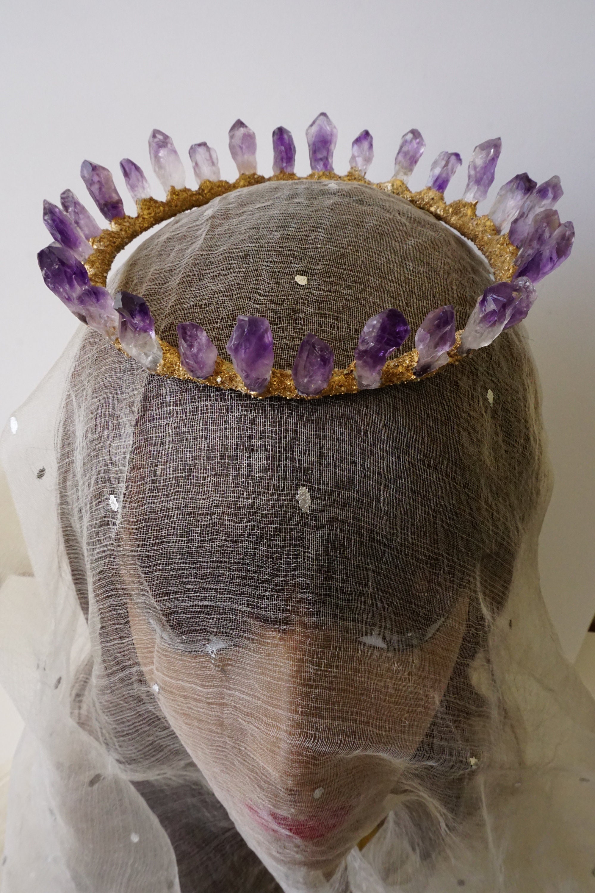 Raw Amethyst Crystal Gold Fairy Crown Boho Wedding - Etsy
