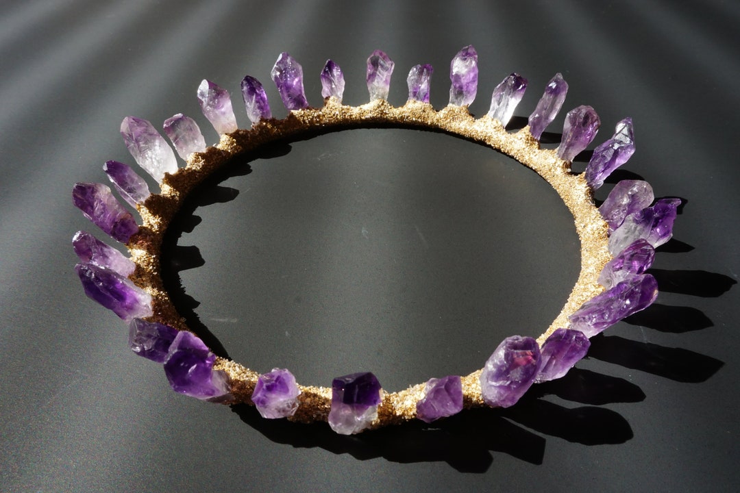 Raw Amethyst Crystal Gold Fairy Crown Boho Wedding - Etsy