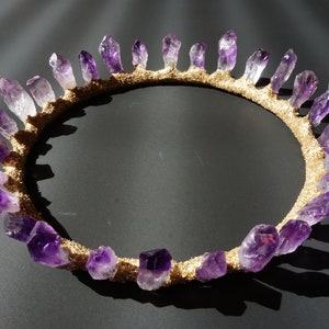 Raw Amethyst Crystal Gold Fairy Crown Boho Wedding - Etsy