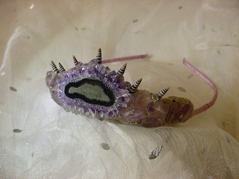 Amethyst Crystal Geode Fairy Tiara Crown Boho Wedding - Etsy