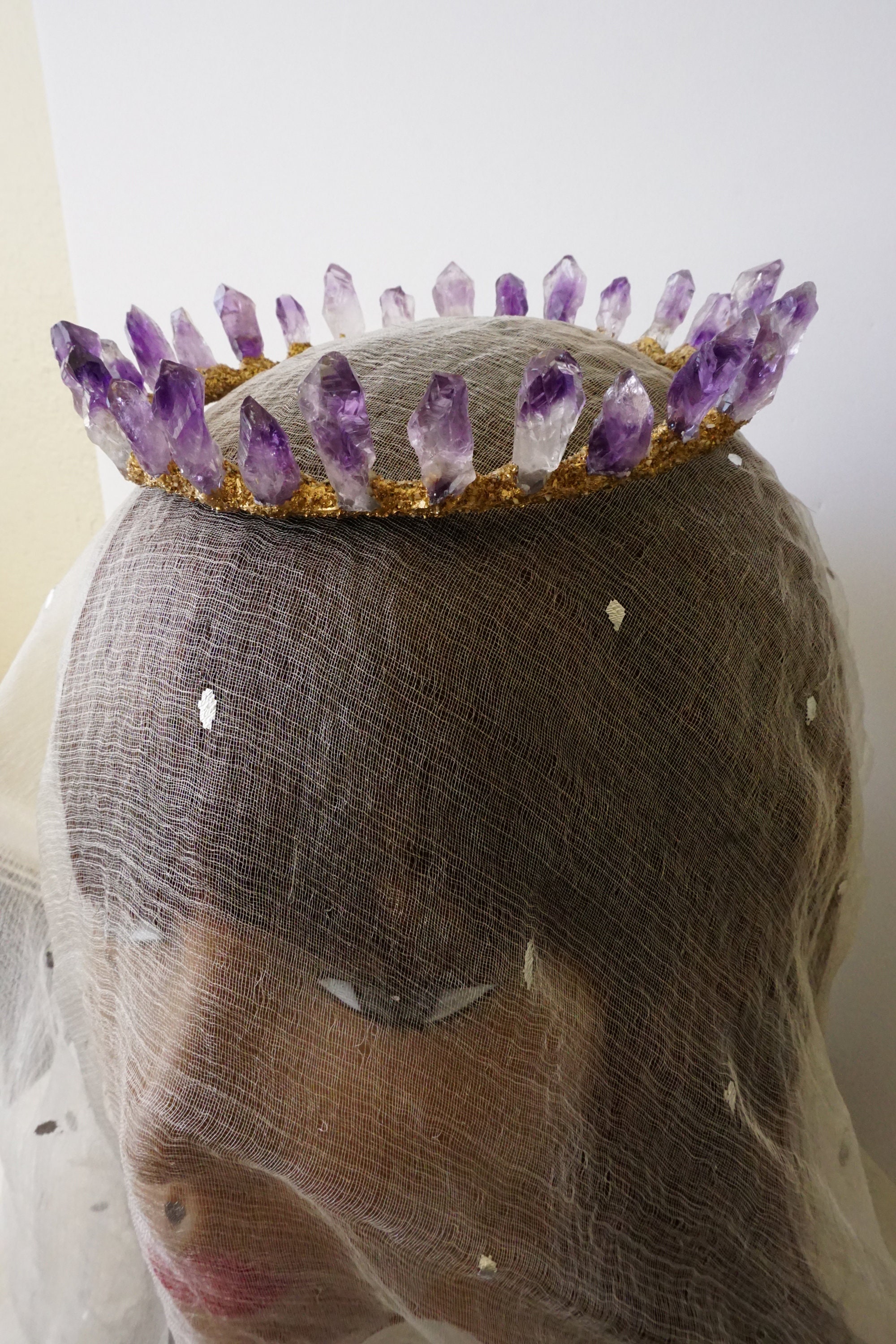 Raw Amethyst Crystal Gold Fairy Crown Boho Wedding - Etsy