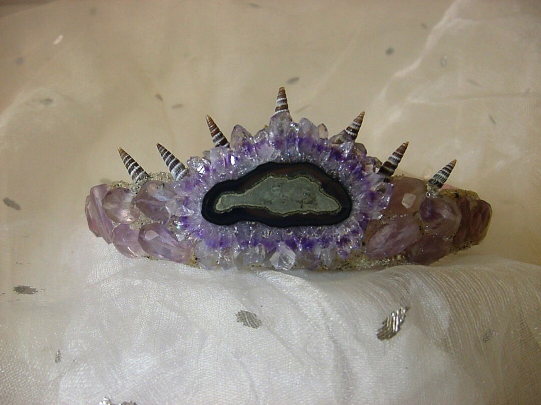 Amethyst Crystal Geode Fairy Tiara Crown Boho Wedding - Etsy