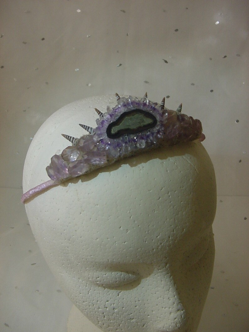 Amethyst Crystal Geode Fairy Tiara Crown Boho Wedding - Etsy