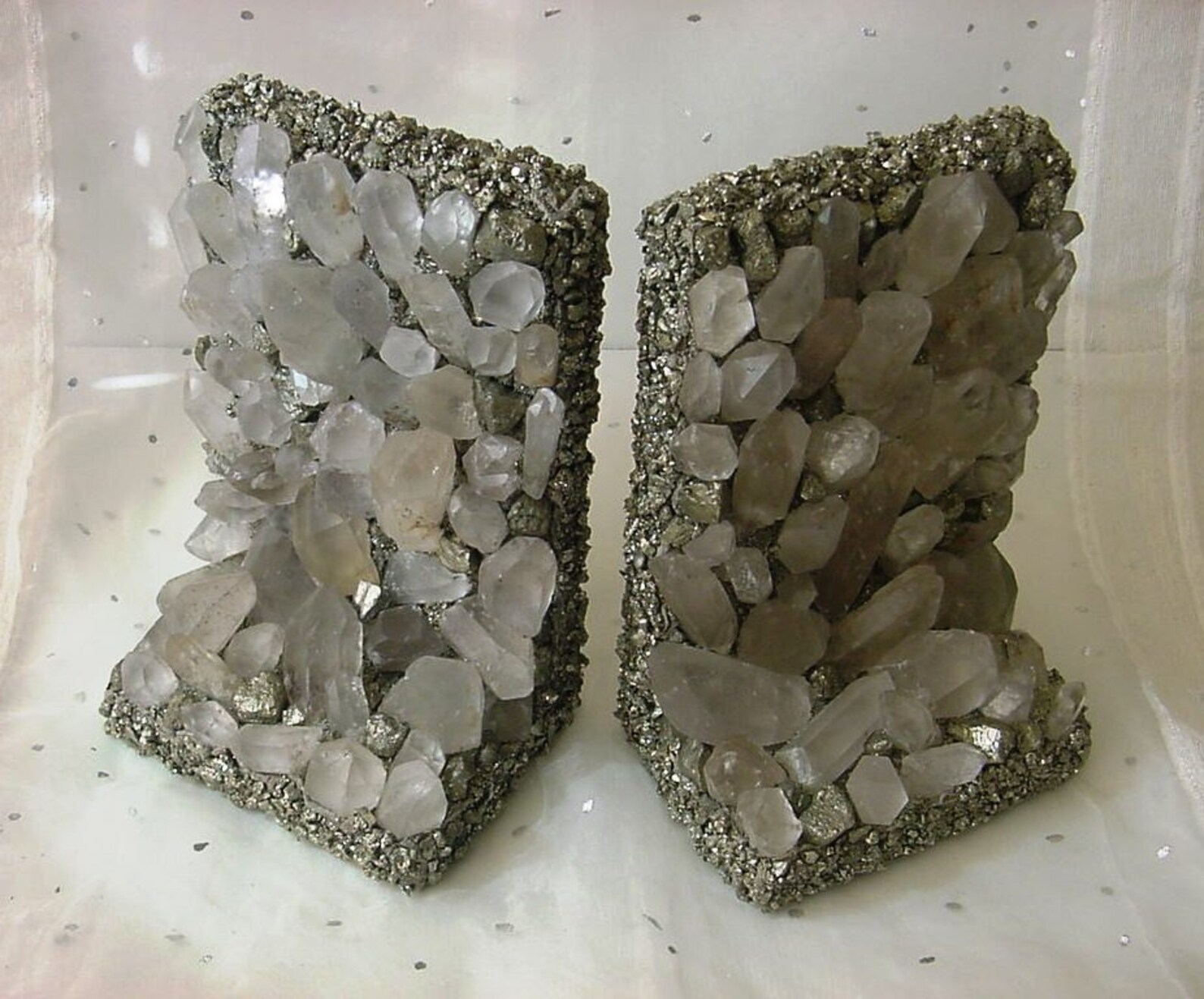 Quartz Crystal and Pyrite Bookends - Etsy