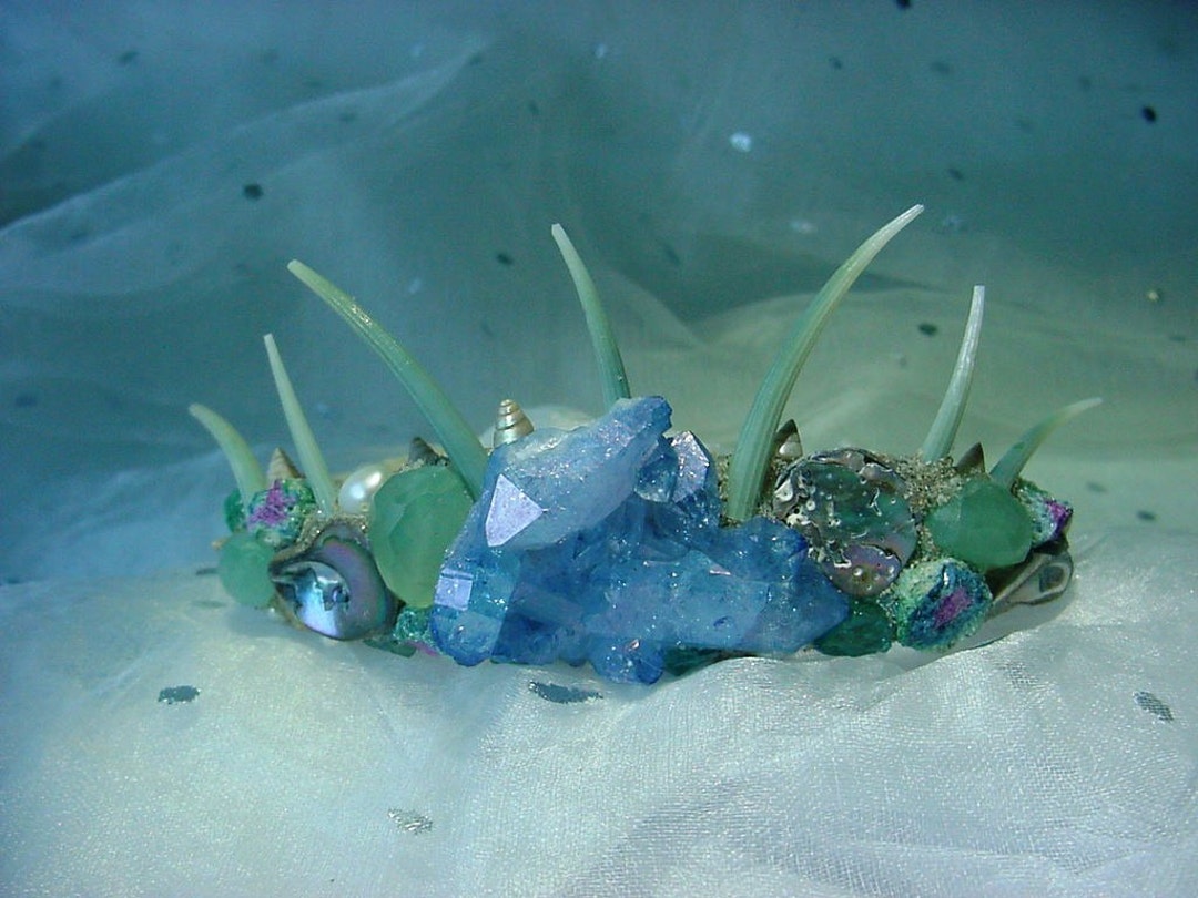 Crystal Geode Seashell Mermaid Crown Tiara for Beach Wedding, Festival ...