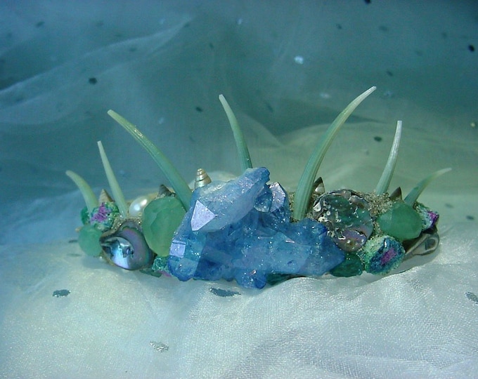 Crystal Geode Seashell Mermaid Crown Tiara for Beach Wedding, Festival ...