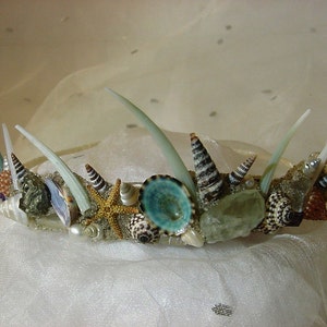 Mermaid Boho Tiara Beach Wedding Crown Shells, Crystals, Pearls, Sea ...