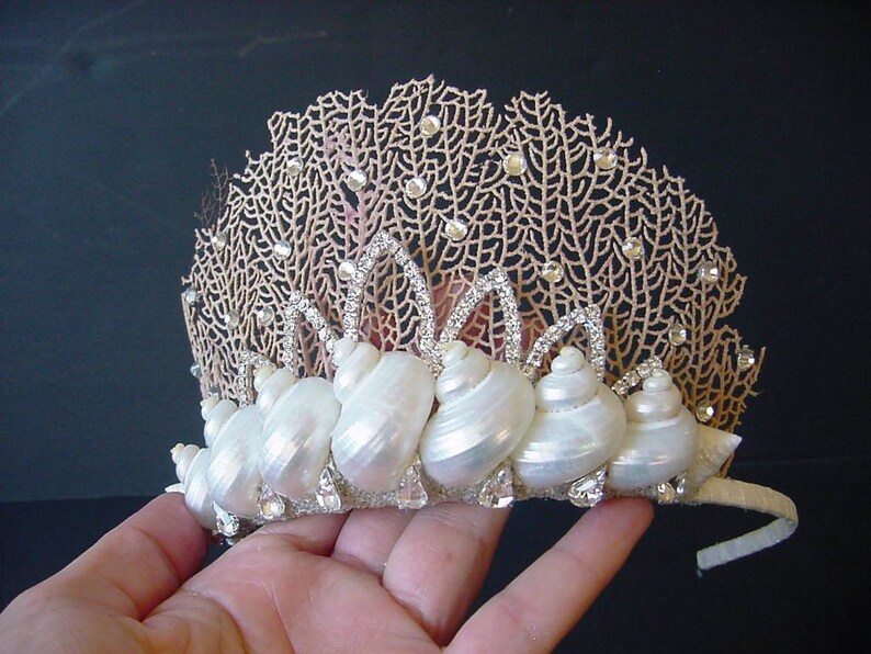 Sea Fan Shell Rhinestone Mermaid Tiara Beach Wedding Crown - Etsy