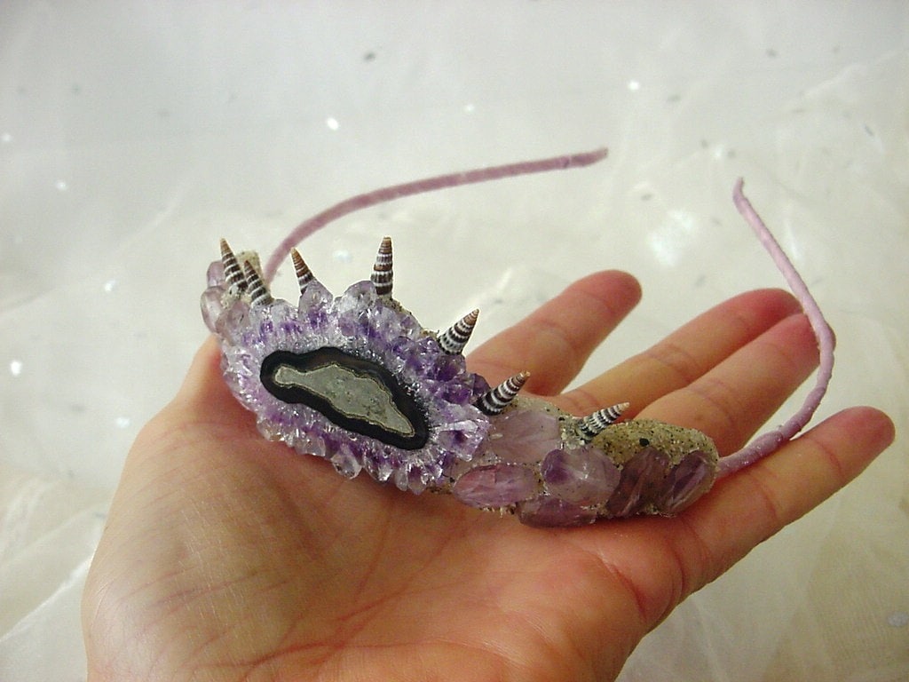 Amethyst Crystal Geode Fairy Tiara Crown Boho Wedding - Etsy