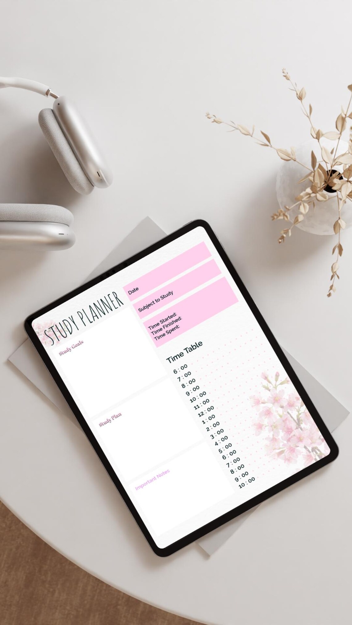 Printable Study Planner | Aesthetic Study Schedule Template | Digital ...