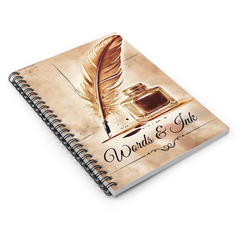 Words & Ink Quill and Ink Bottle Spiral Notebook | Ruled Journal - Etsy