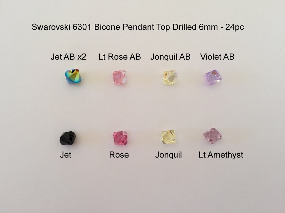 24 Swarovski 6301 6mm Top Drilled Bicone Pendant Crystal Beads, 30% off ...
