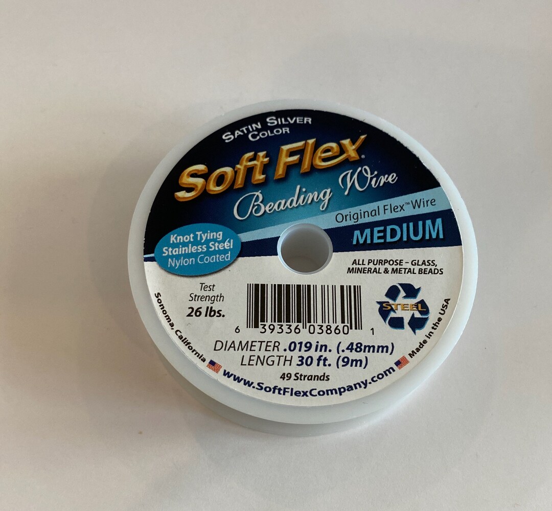 30' Soft Flex Clear Steel Beading Wire Original 49 Strand Medium .019 ...