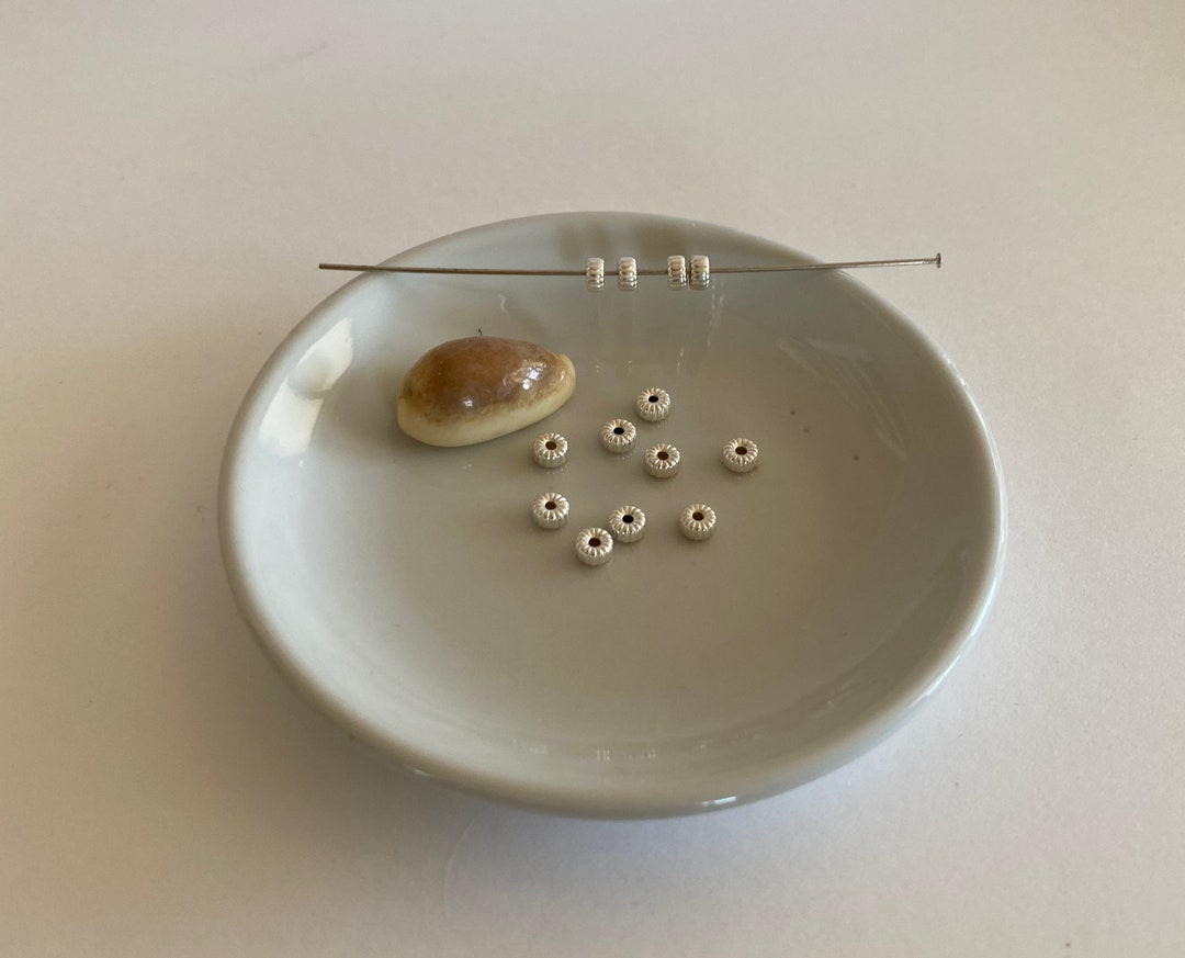 15 Sterling Silver Roundel Corrugated Beads 4x2.5mm, Spacer Bead, 1.2mm ...