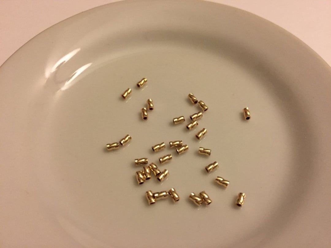 25pc 14K Gold Filled Twisted Tube Crimp, 3mm X 2mm, Tube Crimp, Crimp ...
