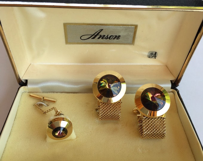 Vintage Anson Men's Cuff Link and Tie Tack Set, New in the Original Box ...