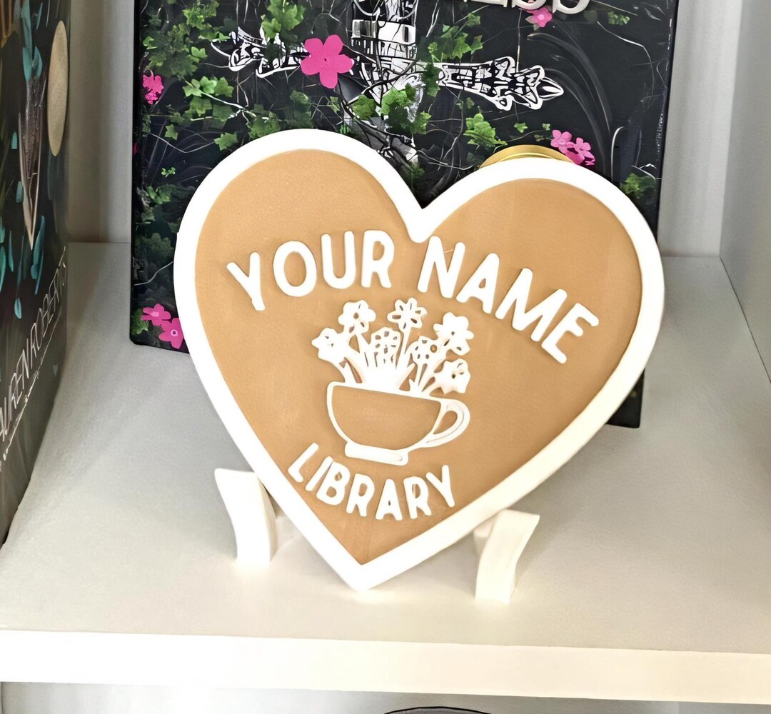 Personalized Heart-shaped Library Sign– Customizable Book Lover's Decor ...