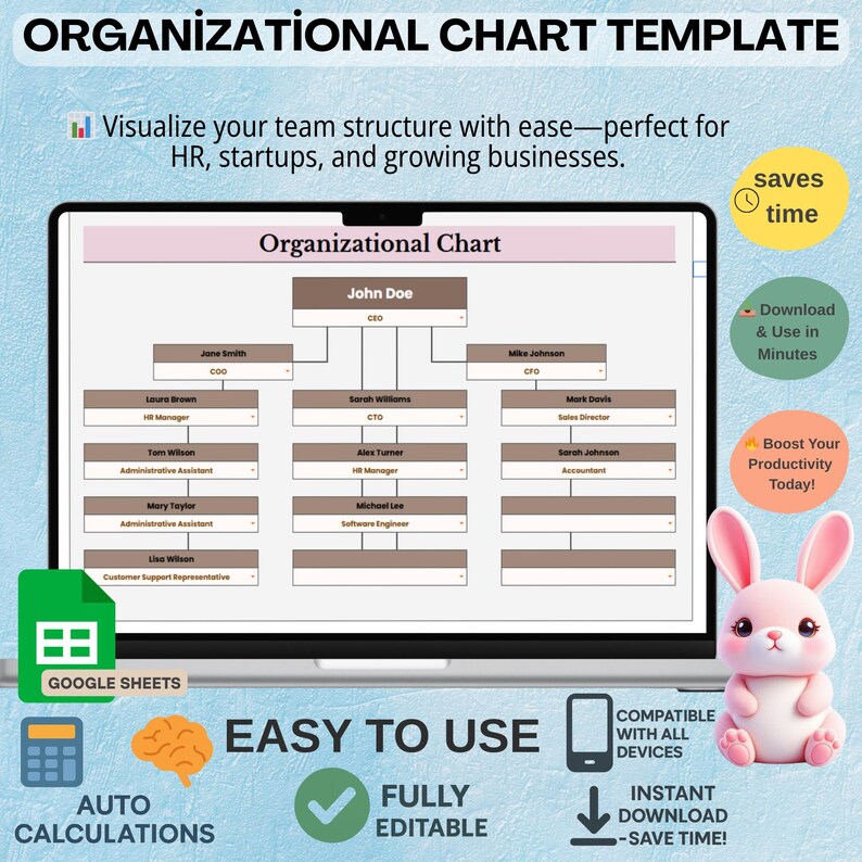 Organizational Chart Template Google Sheets, Editable, Easy to Use ...