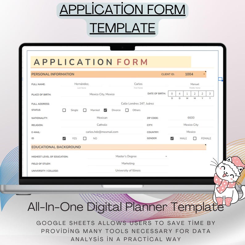 Application Form Template, Google Sheets, Editable Job Application ...