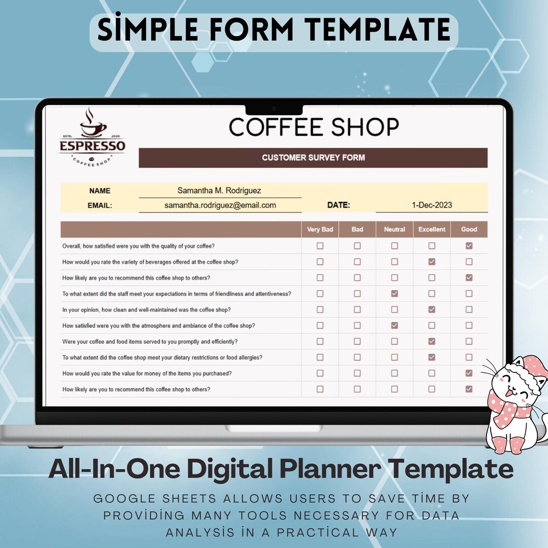 Simple Form Template, Google Sheets, Editable & Printable, Digital ...