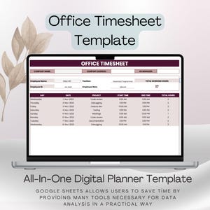 Office Timesheet Template, Editable Google Sheets, Digital Download for ...
