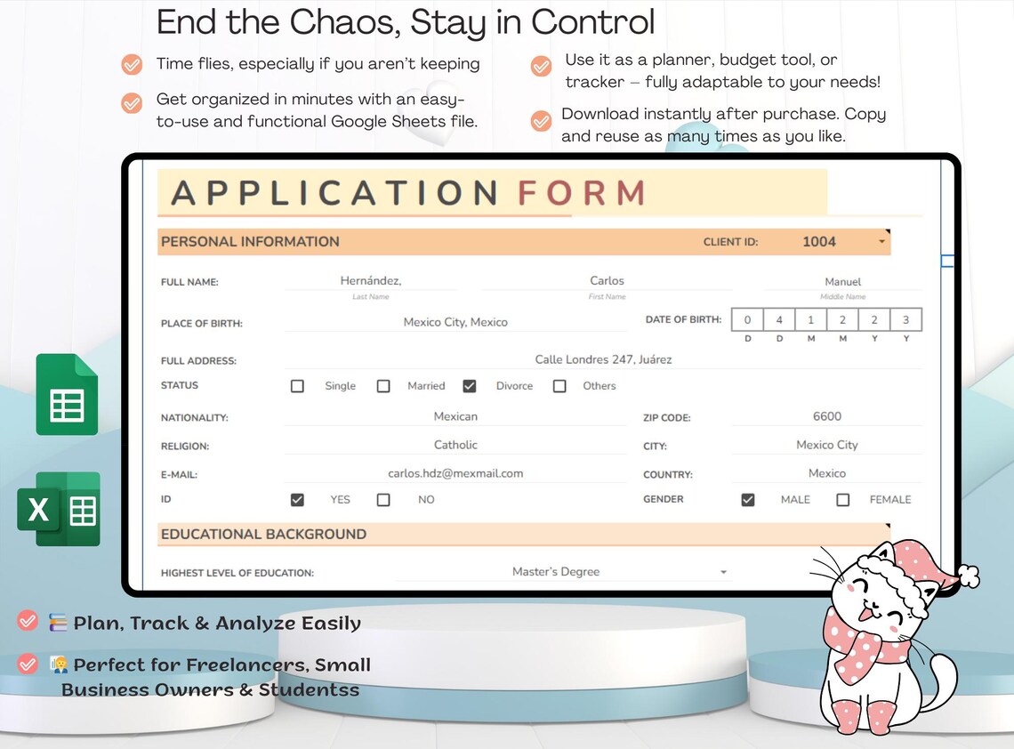 Editable Application Form Template: Google Sheets, Instant Download - Etsy