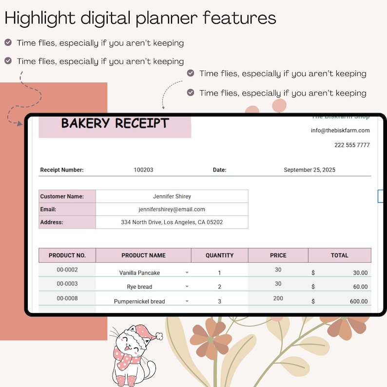 Bakery Receipt Template, Editable Invoice, Printable Business Bill ...