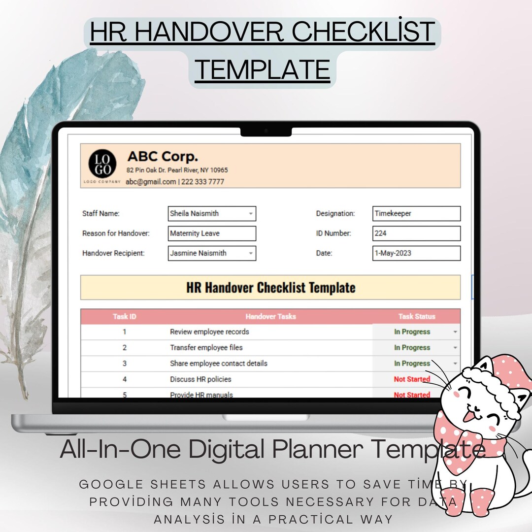 HR Handover Checklist Template | Editable Google Sheets | Digital ...