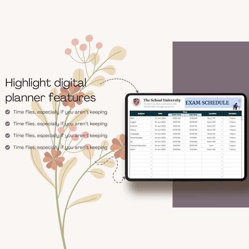Exam Schedule Template, Editable Google Sheets, Digital Download for ...