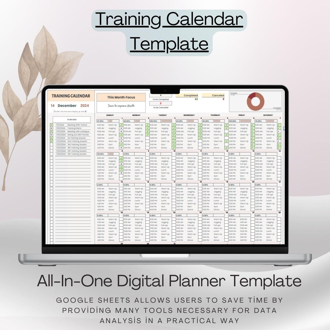 Training Calendar Template, Editable Google Sheets, Digital Download ...