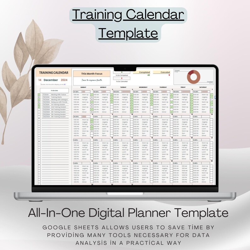 Training Calendar Template, Editable Google Sheets, Digital Download ...