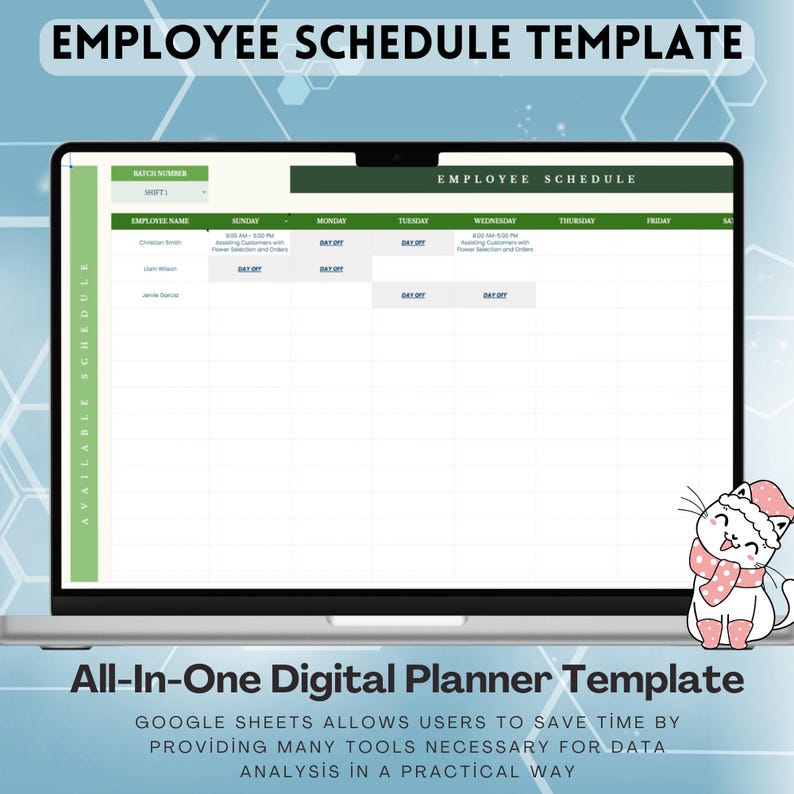 Employee Schedule Template, Staff Work Planner, Shift Scheduling ...