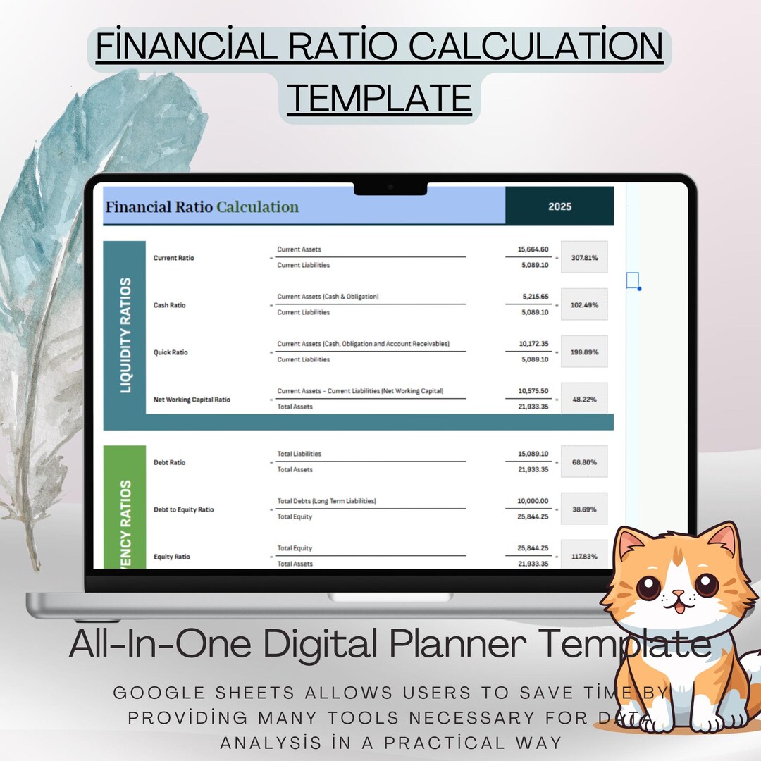 Financial Ratio Calculation Template, Editable Google Sheets for ...