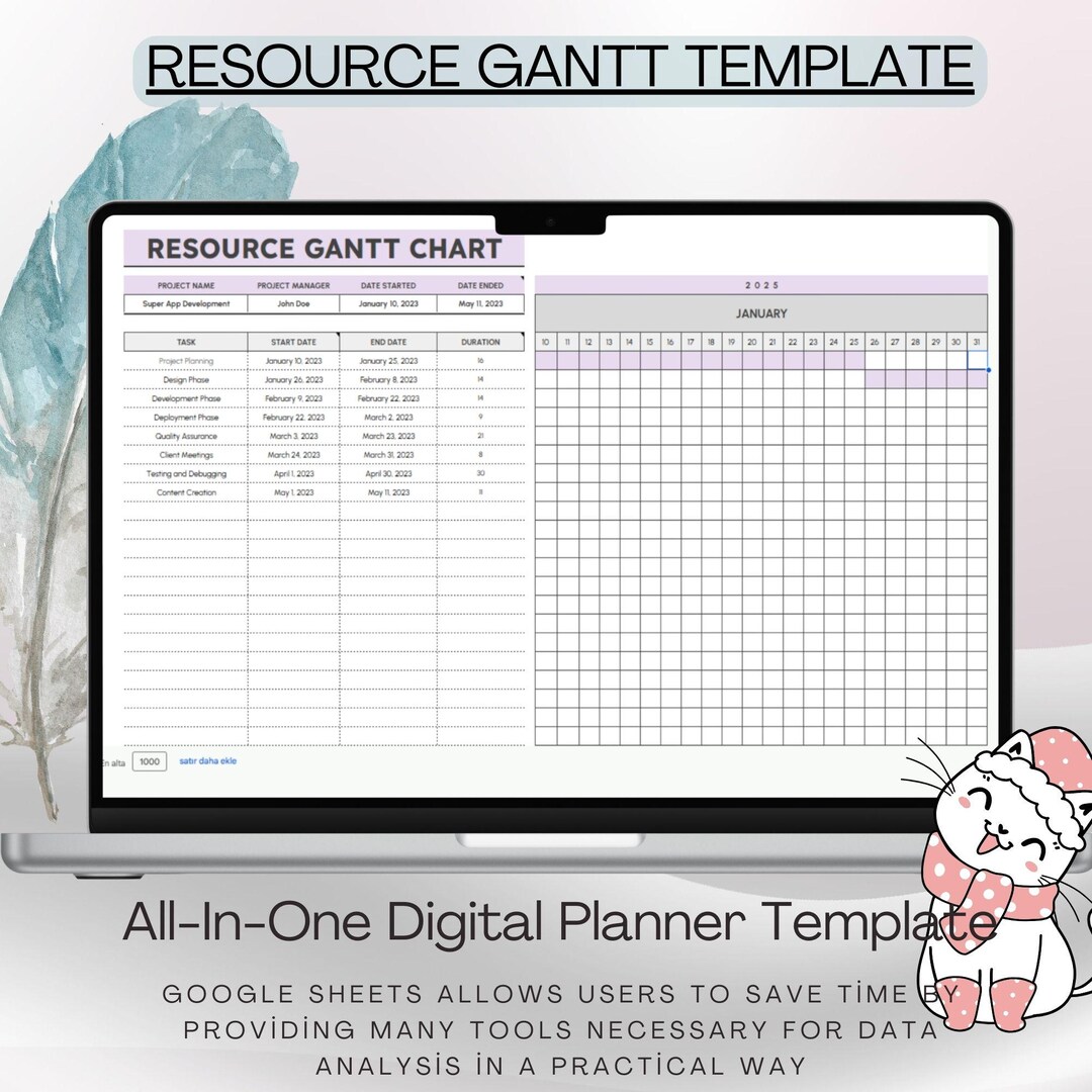 Resource Gantt Template | Google Sheets | Editable Digital Download for ...