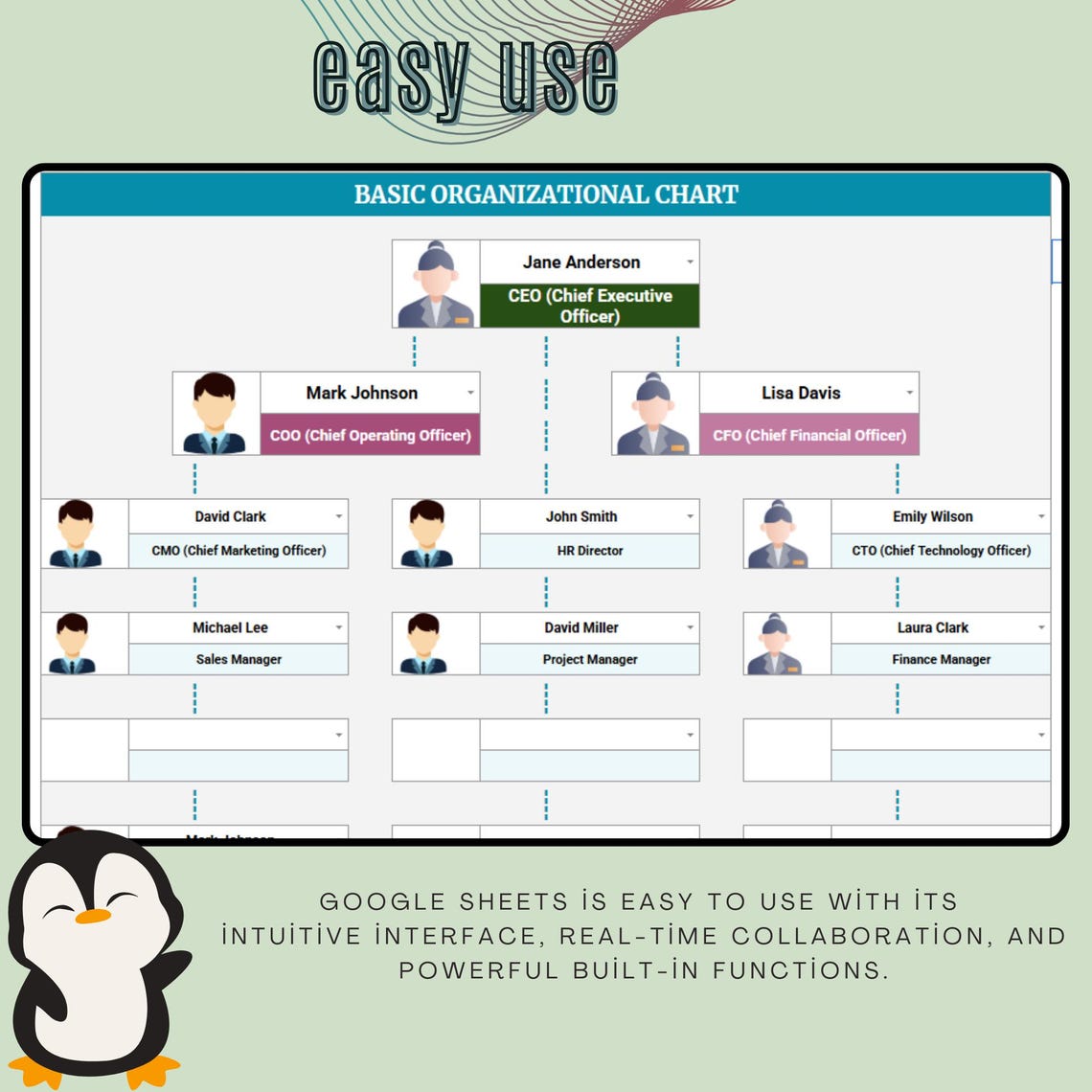 Basic Organizational Chart Template, Editable Org Structure, Google ...