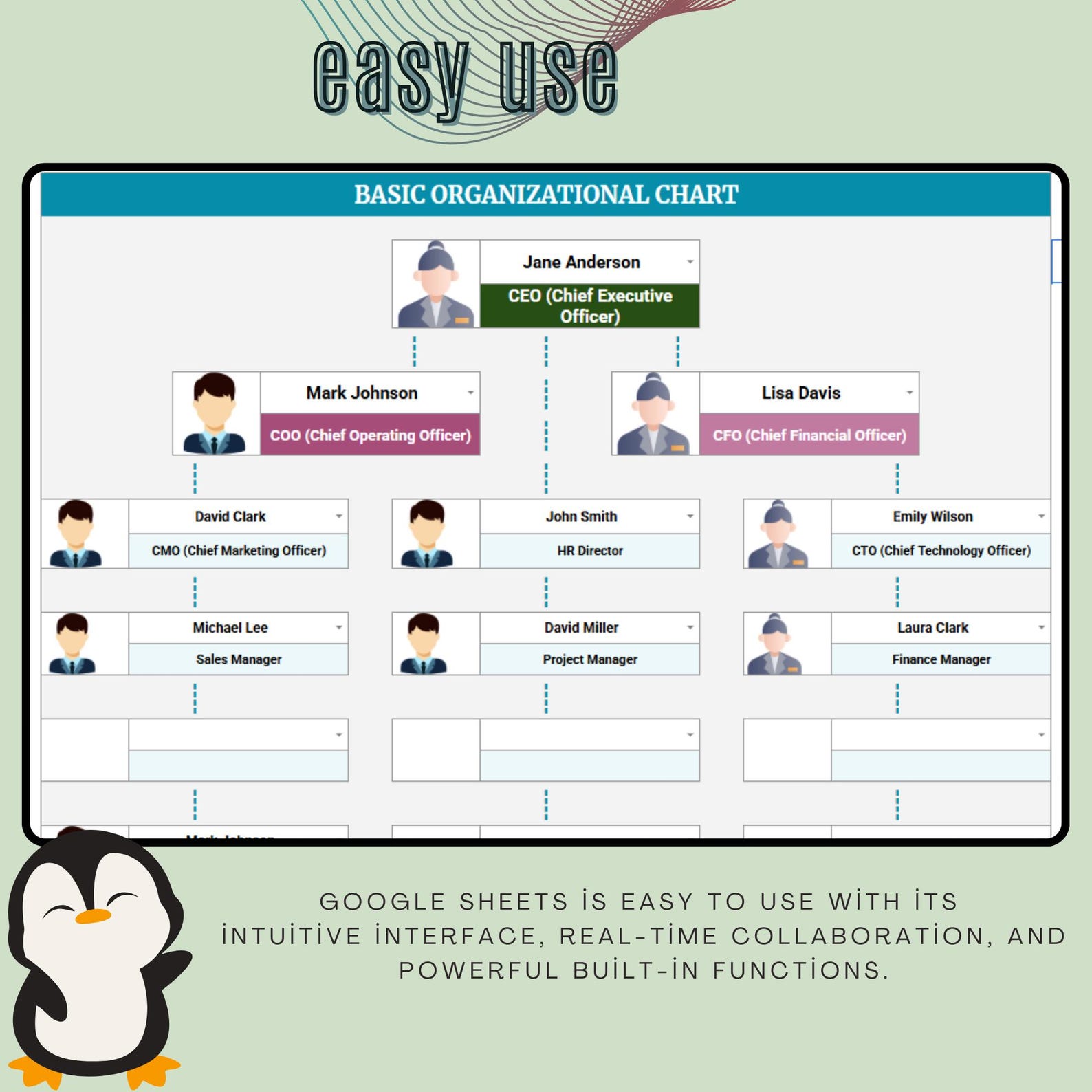 Basic Organizational Chart Template, Editable Org Structure, Google ...