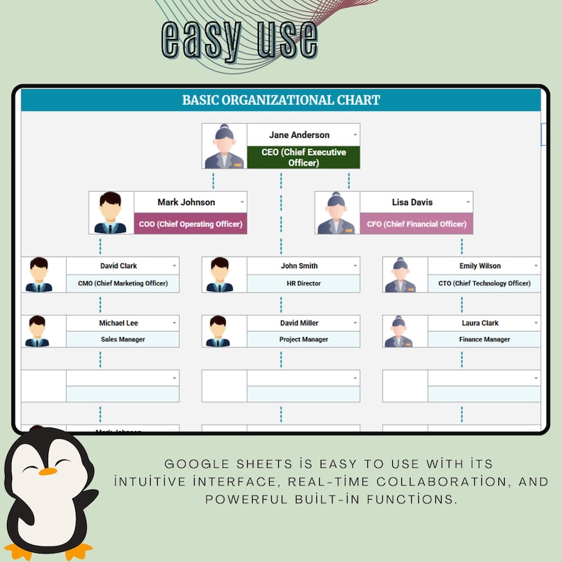 Basic Organizational Chart Template, Editable Org Structure, Google ...