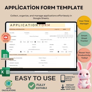 Editable Application Form Template: Google Sheets, Instant Download - Etsy