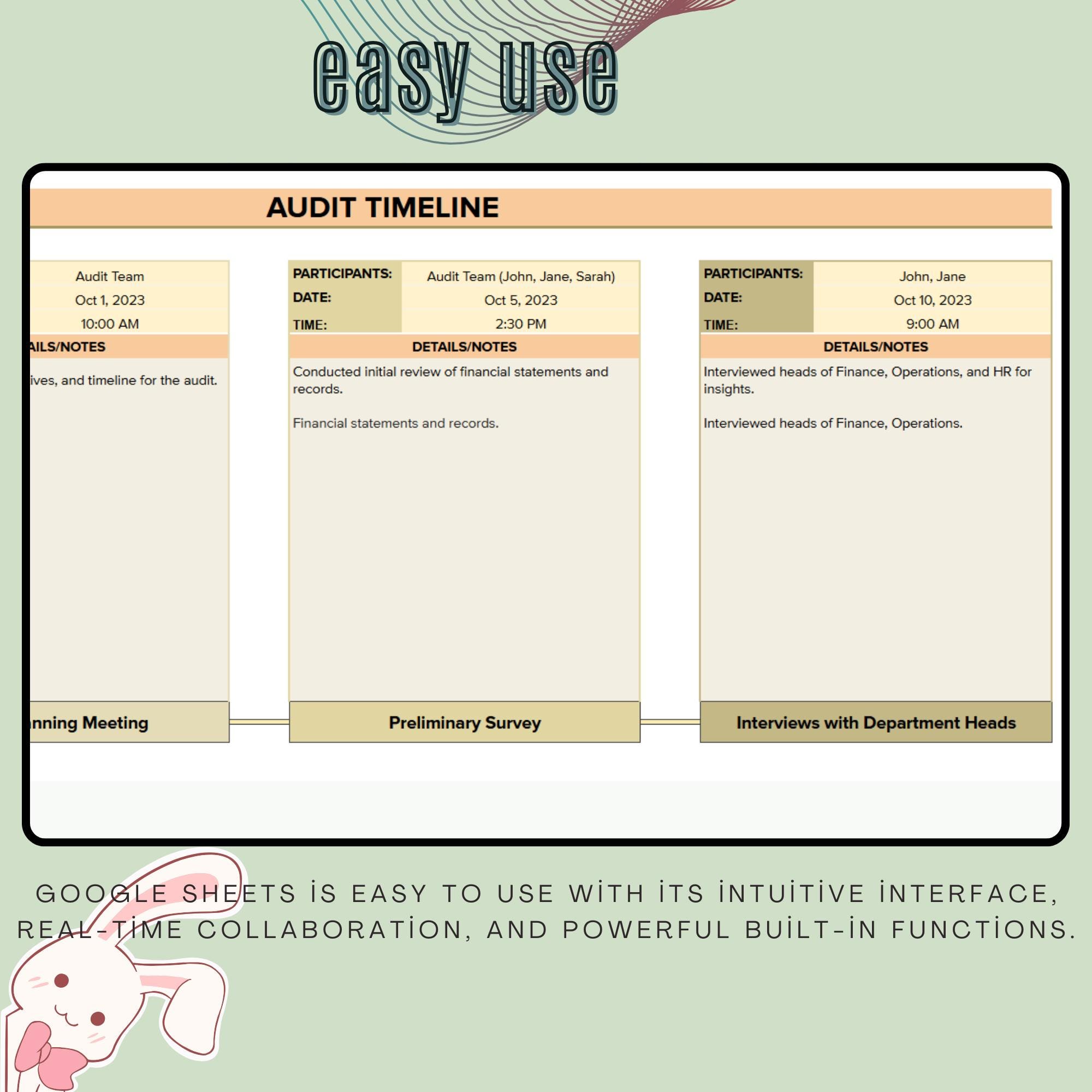 Audit Timeline Template, Internal Audit Tracker, Compliance Schedule ...
