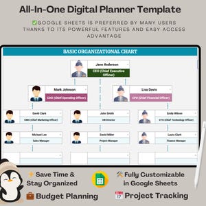Basic Organizational Chart Template Google Sheets, Editable Team ...