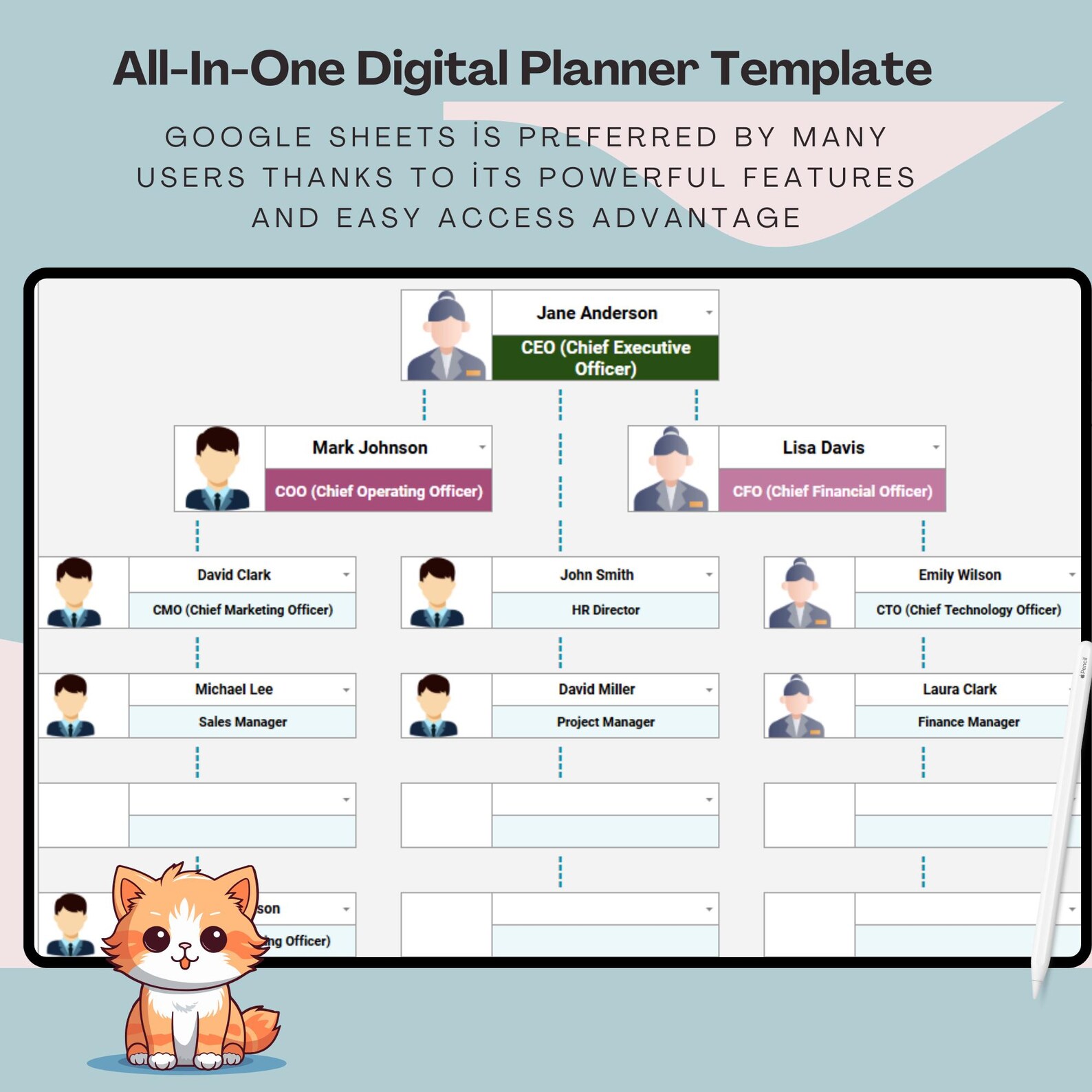 Basic Organizational Chart Template, Editable Org Structure, Google ...