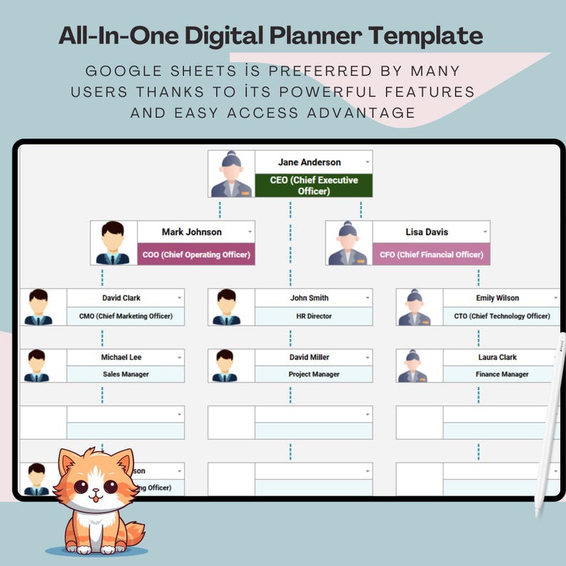 Basic Organizational Chart Template, Editable Org Structure, Google ...