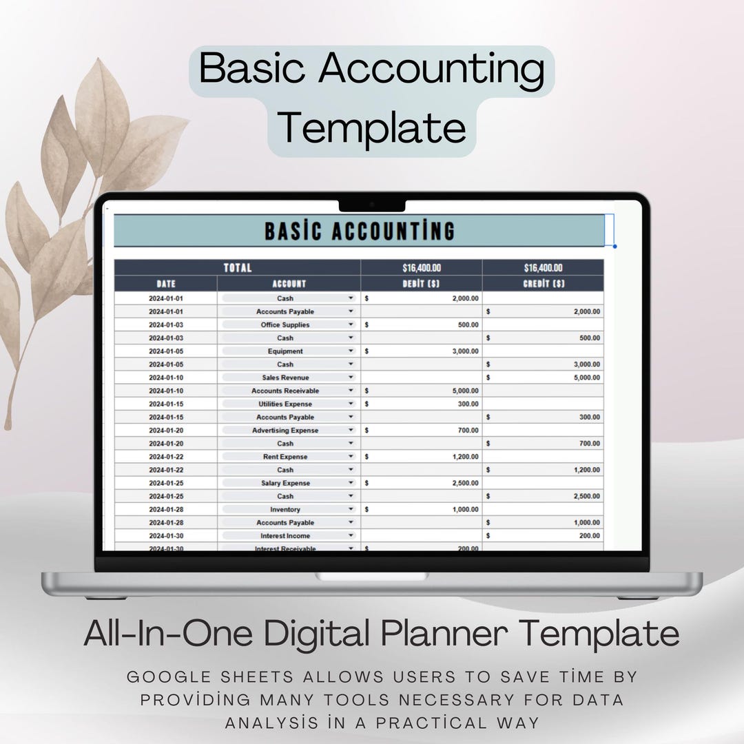 Editable Basic Accounting Template, Digital Download for Personal or ...